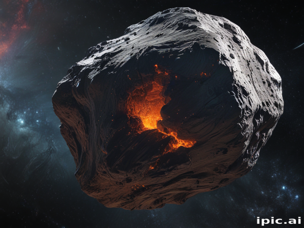A Volcanic Asteroid Glowing with Lava in the Depths of Space