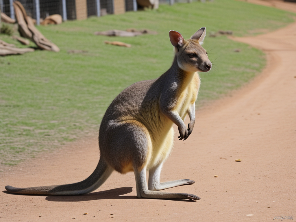 A Curious Kangaroo Standing on a Path in a Natural Habitat.