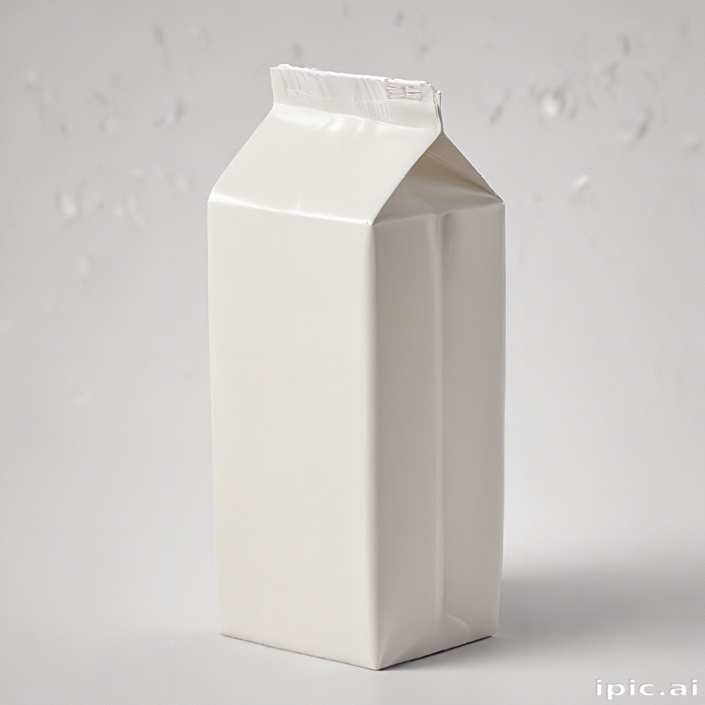 Plain White Milk Carton Standing Upright on a Neutral Background