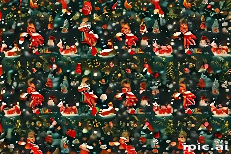 A Colorful Festive Scene Filled with Whimsical Characters and Holiday ...