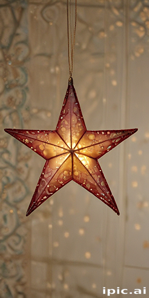 Beautifully Crafted Hanging Star Light Illuminating a Cozy Indoor Space.