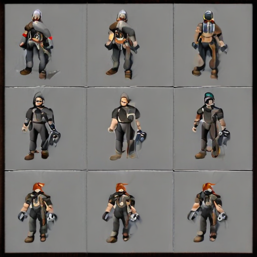 A sprite sheet of a top-down rpg character