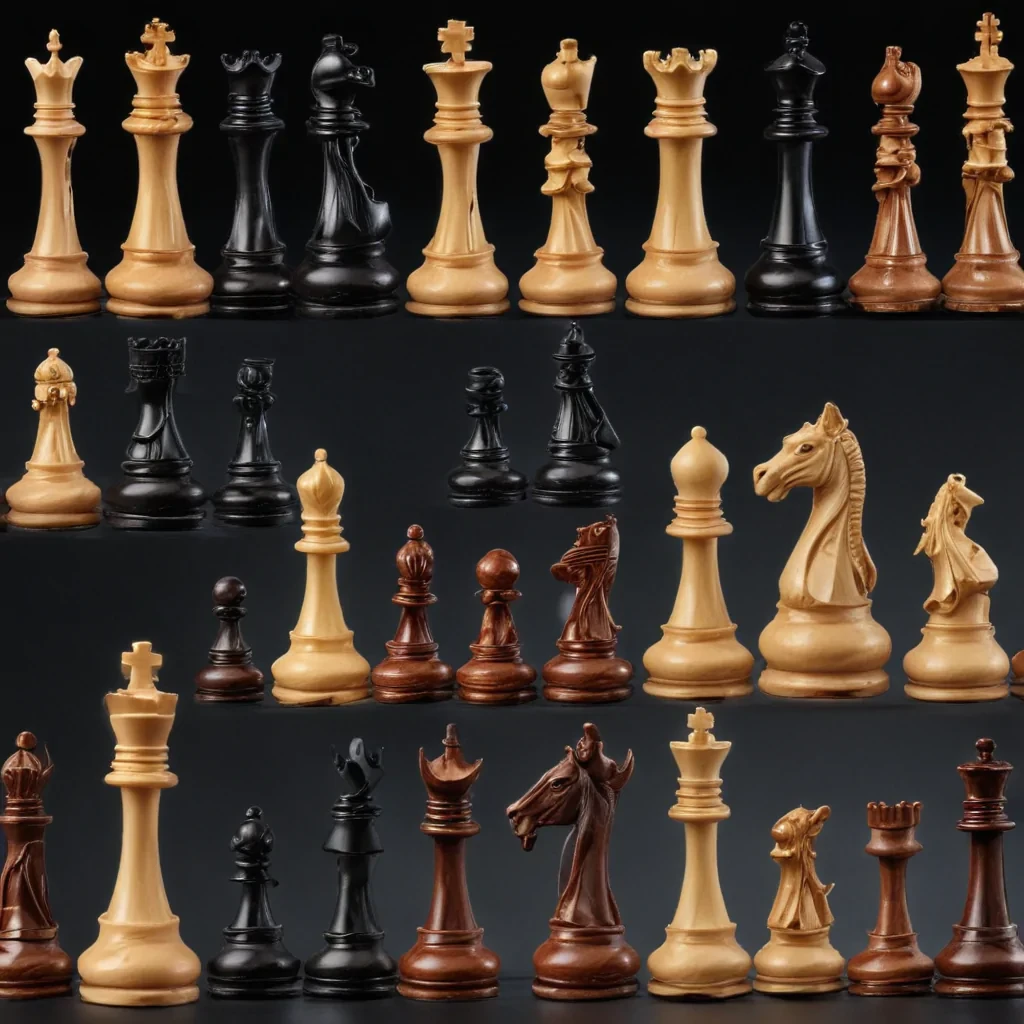 Intricately Crafted Chess Pieces Showcasing Distinct Colors and Designs