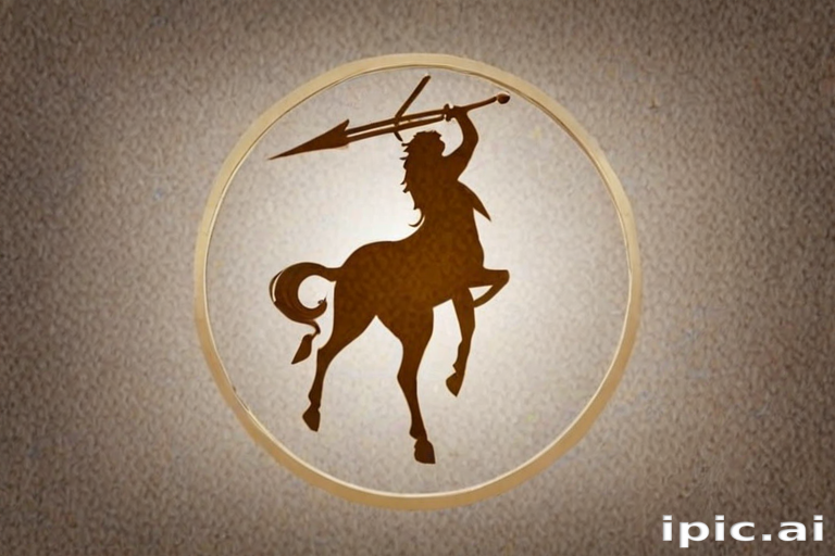 Symbolic Representation of a Centaur with a Spear in a Circular Emblem