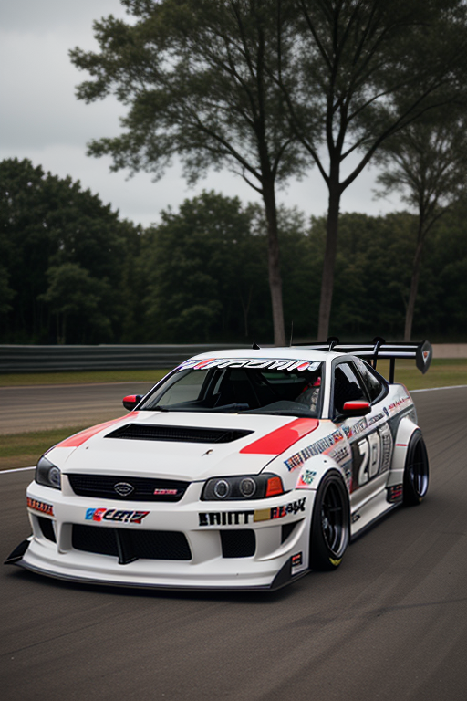 High-Performance Racing Car on Track with Bold Design and Graphics