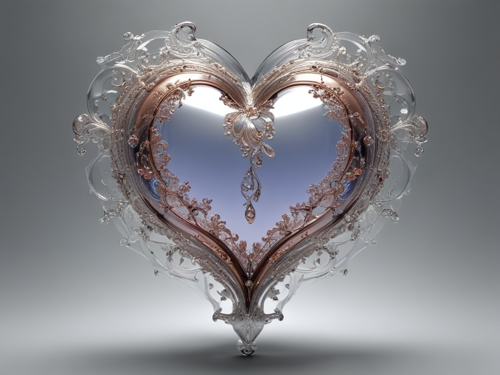 Intricate Glass Heart Sculpture Reflecting Love and Elegance in Design