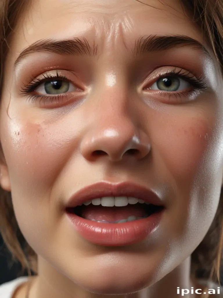 A Close-Up Portrait of a Young Woman Expressing Strong Emotions and ...