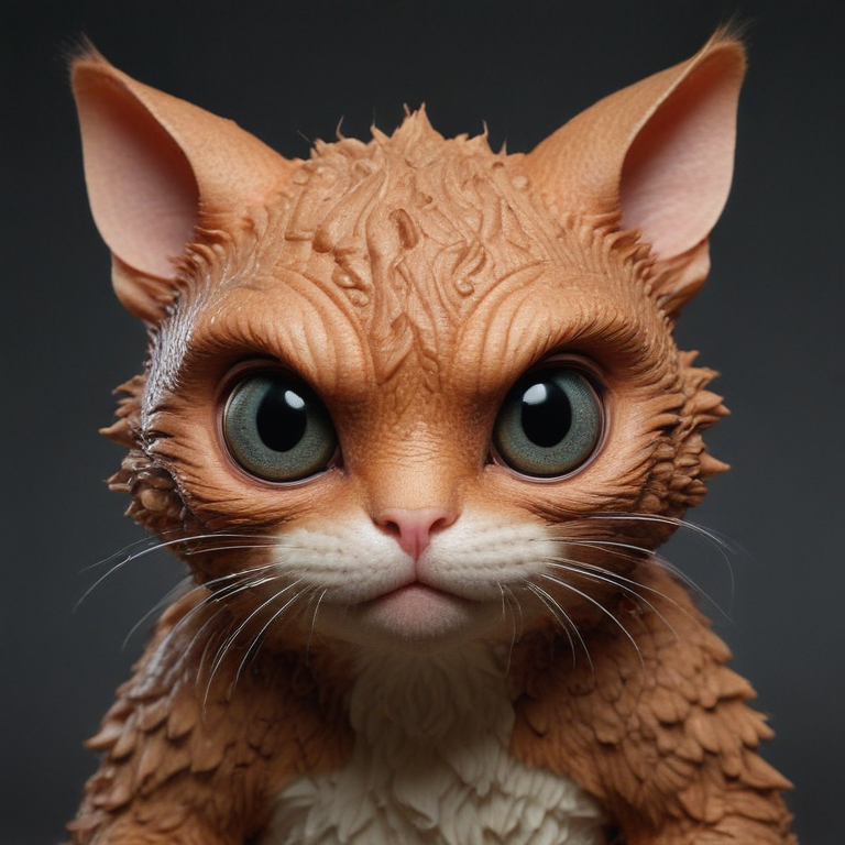 Whimsical Artistic Representation of a Cat with Unique Textured Fur