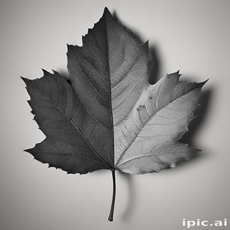 Intricate Black and White Leaf Design Showcasing Nature's Unique ...