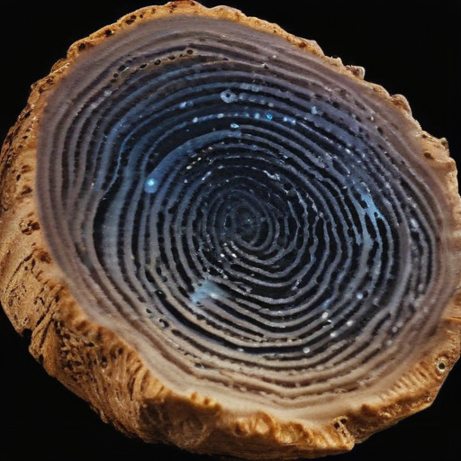 Intricate Cross-Section of a Tree Trunk Showcasing Natural Growth Rings