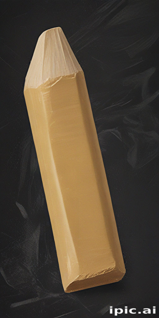 A Large, Stylized Yellow Pencil Resting on a Dark Background Surface.