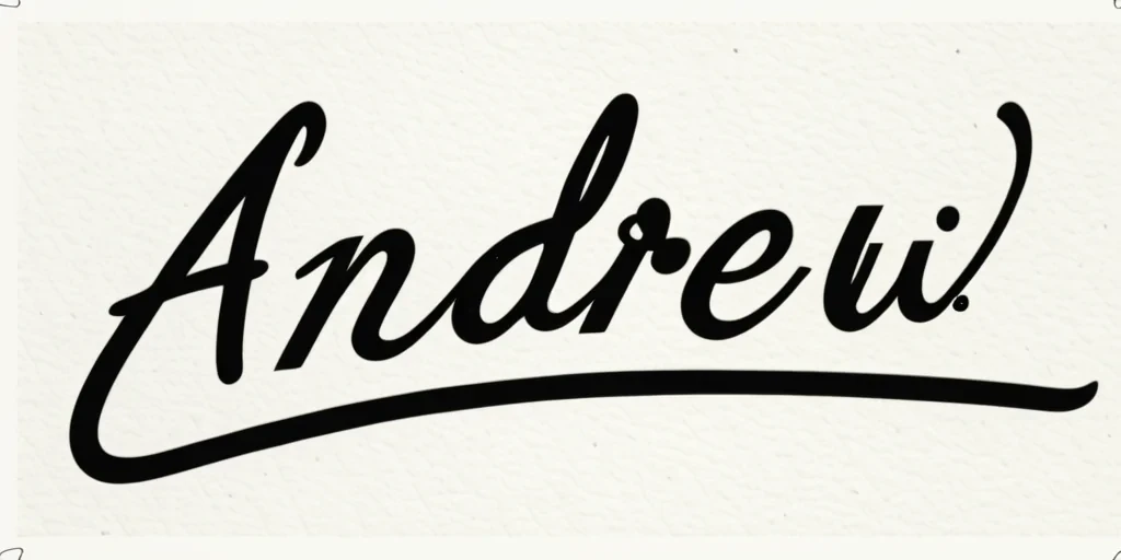 Stylized Signature of the Name 'Andrew' in Elegant Calligraphy Style