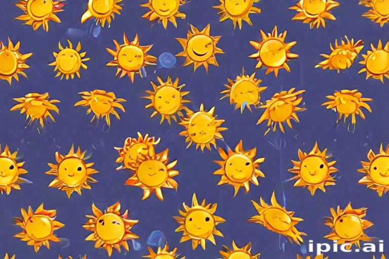 A Bright and Cheerful Collection of Cartoon Suns Against a Dark Background