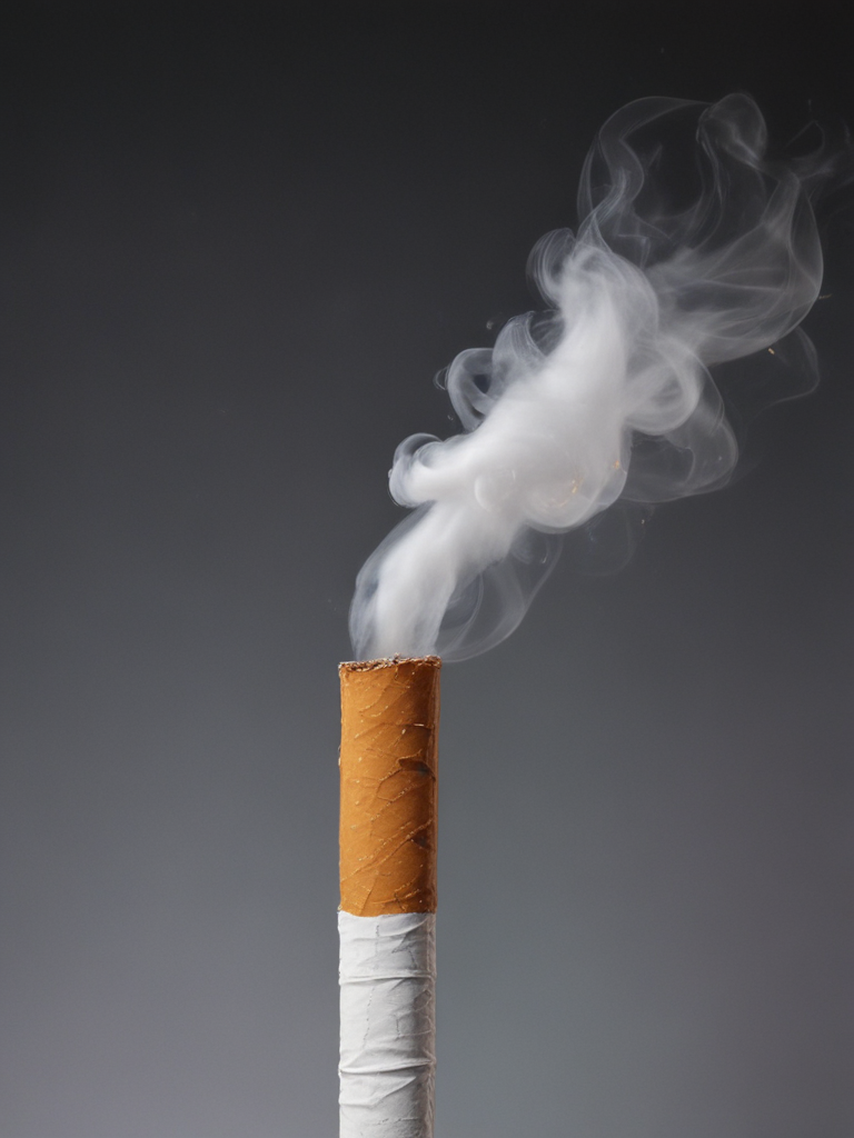 The Rising Smoke from an Extinguished Cigarette Against a Dark Background