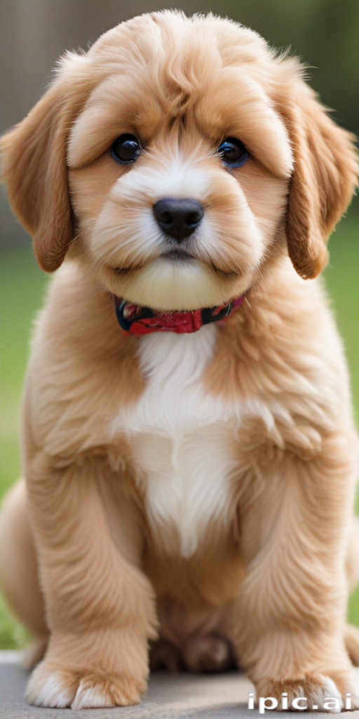 Adorable Golden Puppy with Fluffy Fur and Big Expressive Eyes Sitting ...