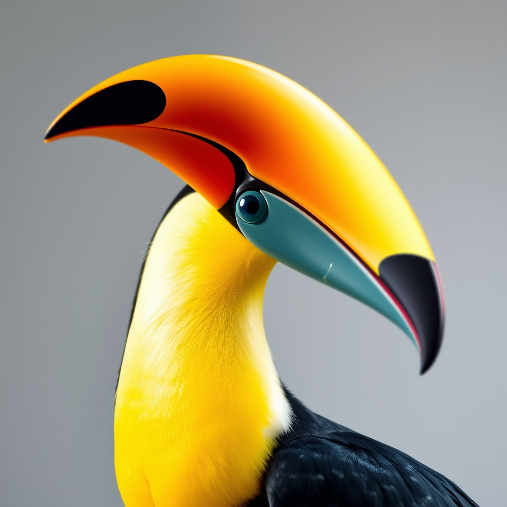 Create a detailed, high-resolution illustration of a toucan's head with ...