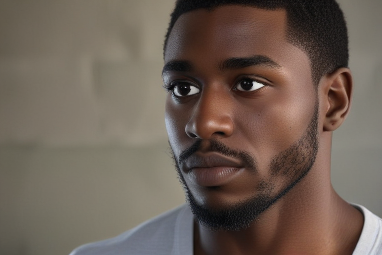 Close-Up Portrait of a Thoughtful Young Man with Intense Expression