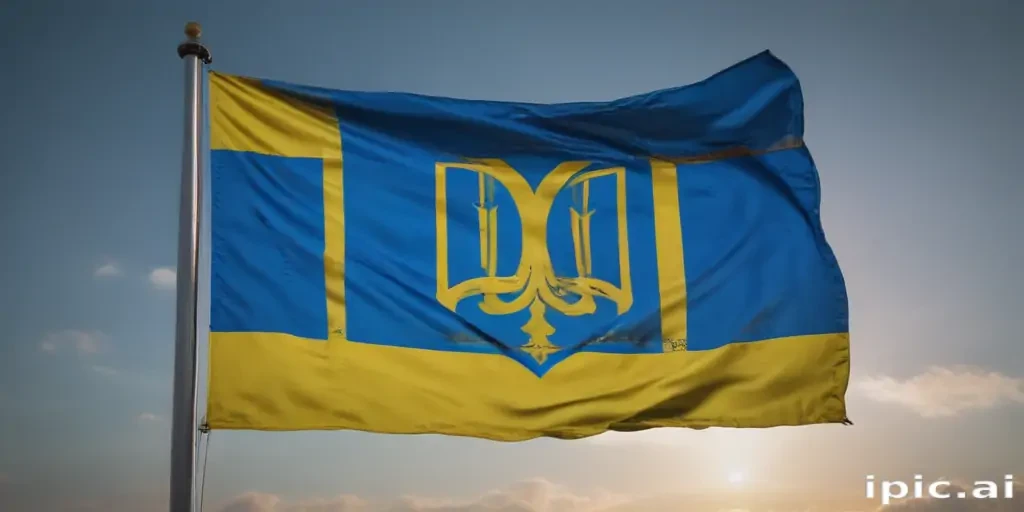 Vibrant Ukrainian Flag Waving Proudly Against a Bright Sky Background