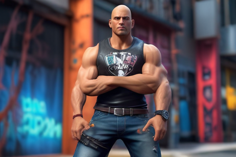 Vin diesel, fortnite style, crossed arms, looking at the camera, full ...