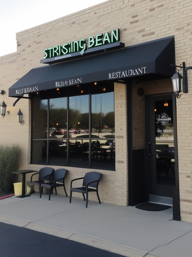 Charming Café Exterior of Striking Bean Restaurant with Inviting Atmosphere