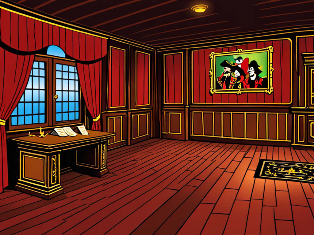 Interior of Captain Hook's state room on the pirate ship from the ...