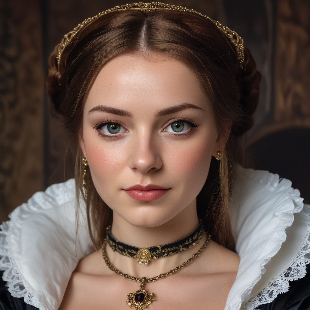 English tudor maiden, detailed portrait