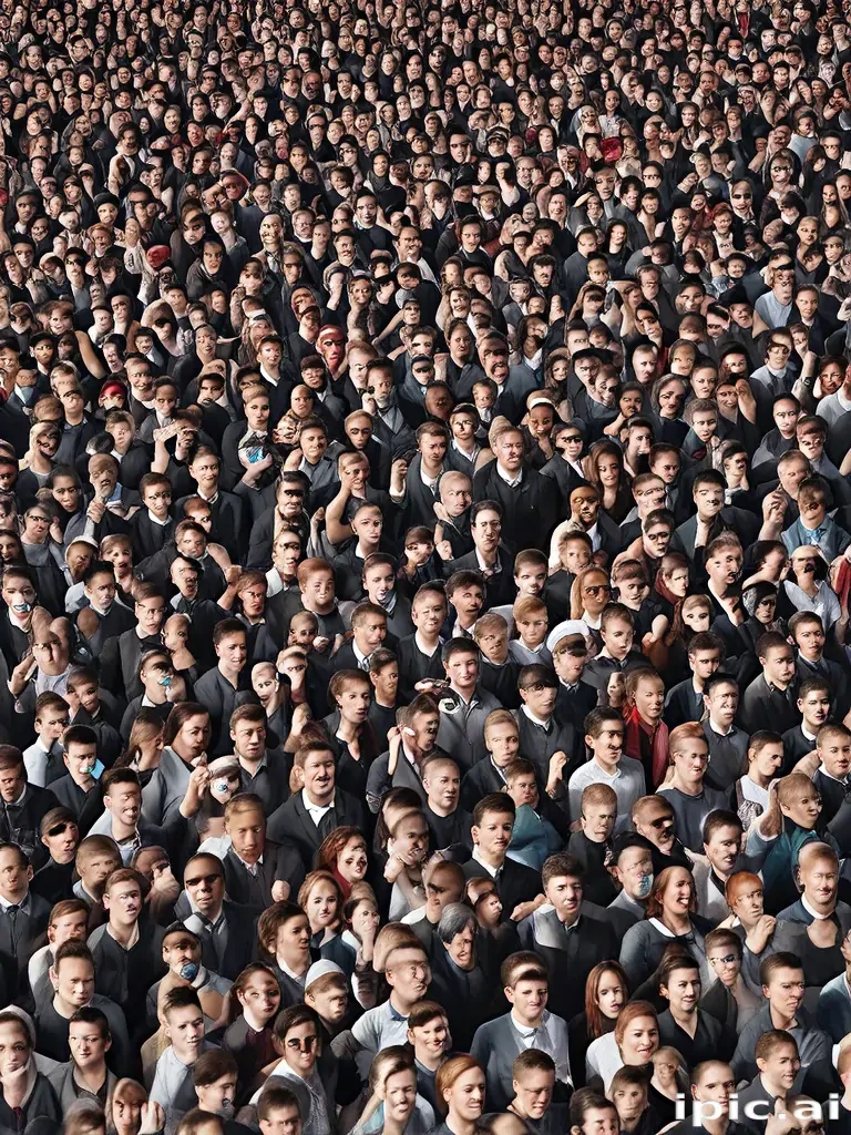 An Overwhelming Crowd of Diverse Faces in a Collective Gathering