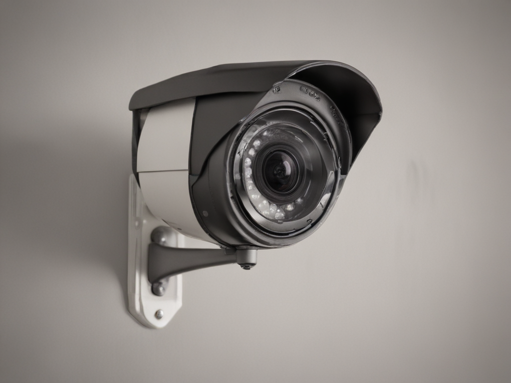 A Close-Up View of a Modern Security Camera Mounted on the Wall.