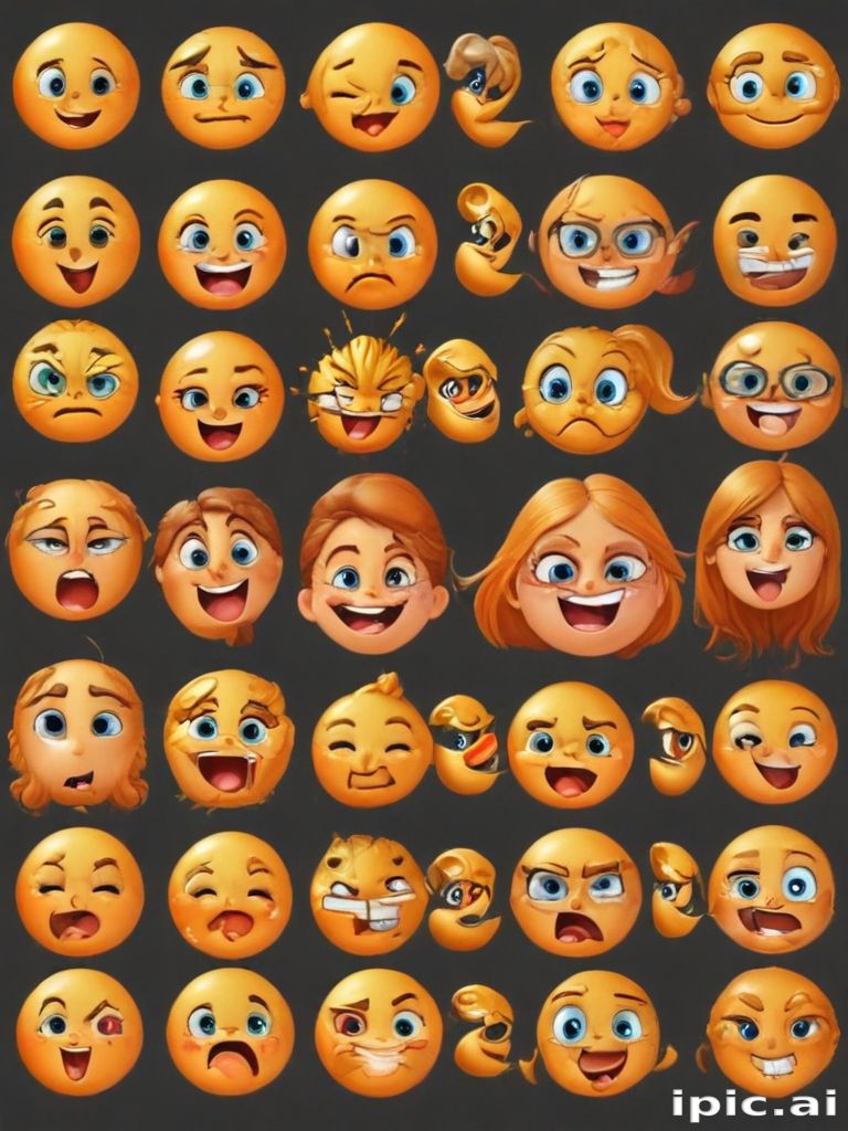 A Colorful Collection of Expressive Emoji Faces Showcasing Various ...