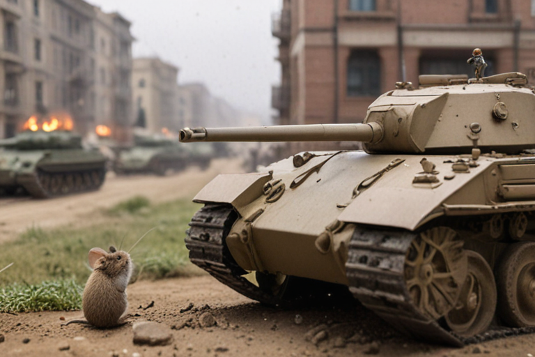 tiny mouse battles giant tank. battle of stalingrad