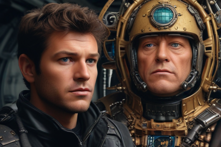 A hyperrealistic portrait of the personification of the ship Orion from ...