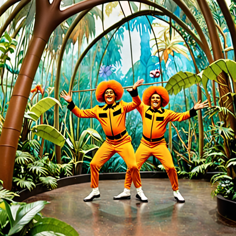 Oompa-Loompas tap-dance in the jungle room