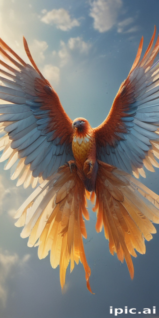 Majestic Bird Spreading Its Vibrant Wings Against a Stunning Sky Background