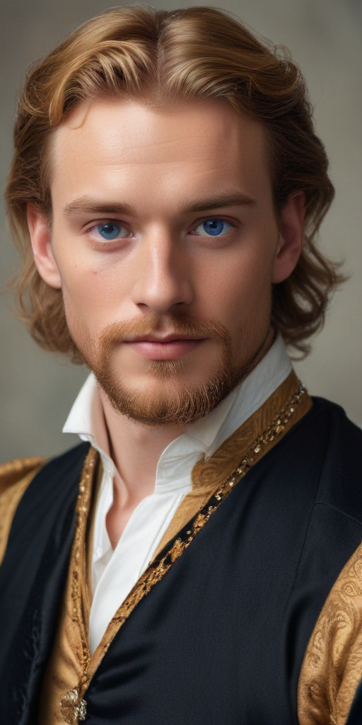 Handsome Tudor Earl Blonde hair & beard, blue eyes head & shoulders ...