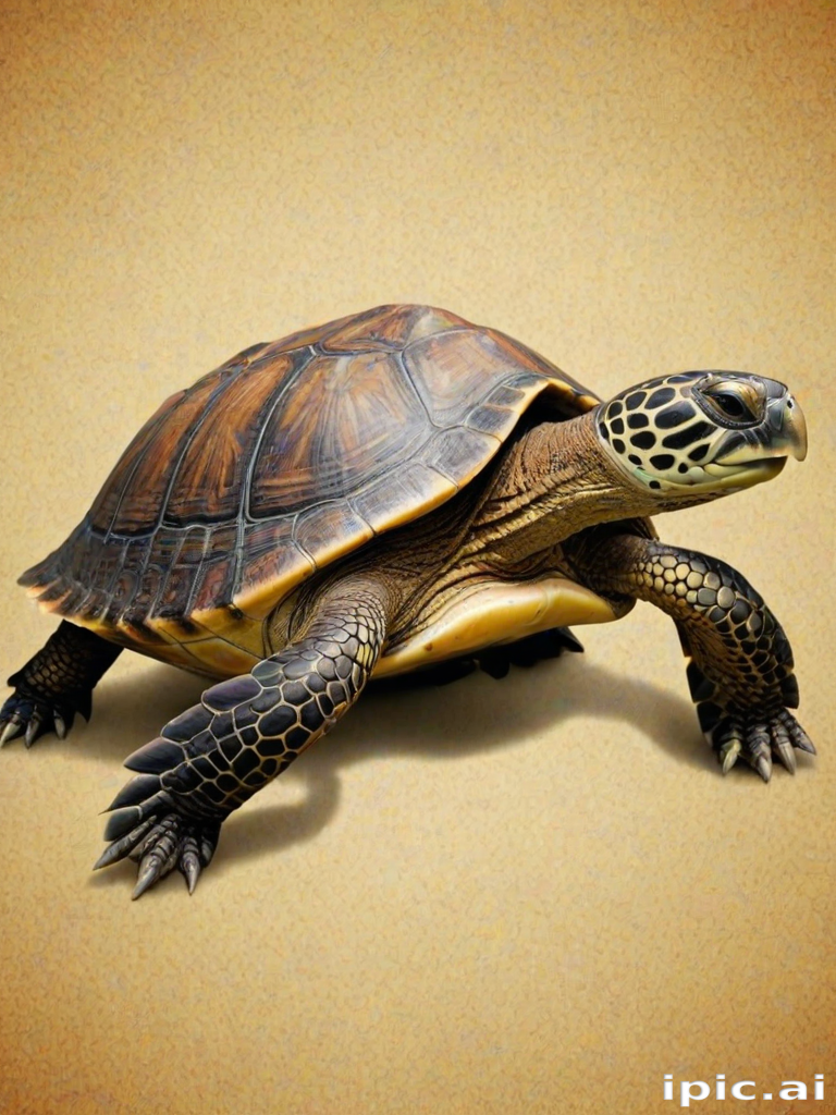 Majestic Turtle Crawling with Grace Across a Soft Textured Background