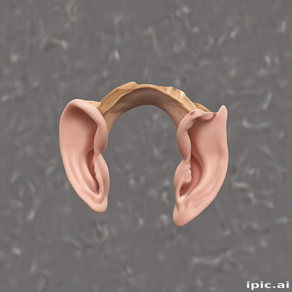 Realistic 3D Model of Human Ears on a Textured Background Display