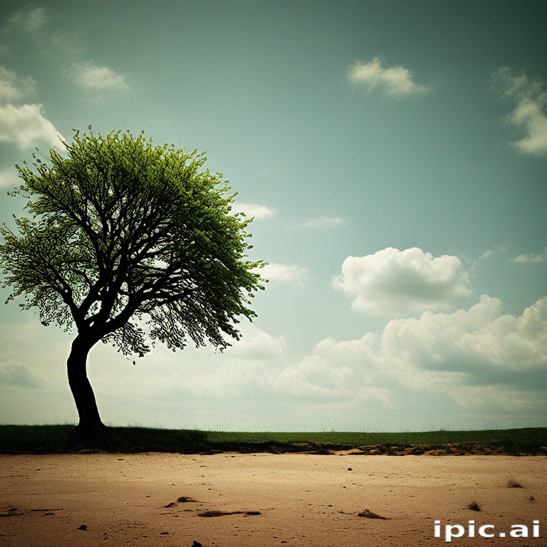 A Lone Tree Standing Strong Against a Beautiful Sky and Clouds.