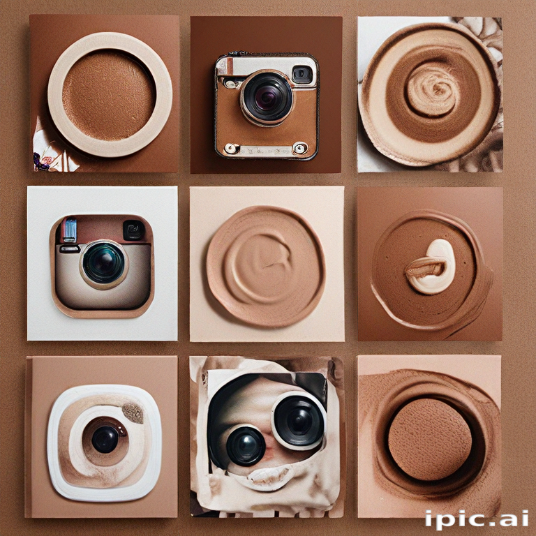 Creative Arrangement of Instagram Icons and Creamy Textures in Earthy Tones
