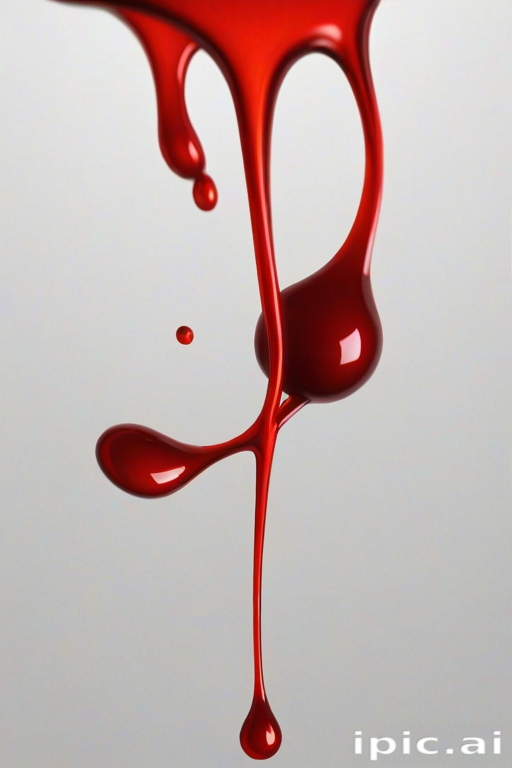Dripping Red Liquid Against a Minimalist Background Capturing Fluid Motion