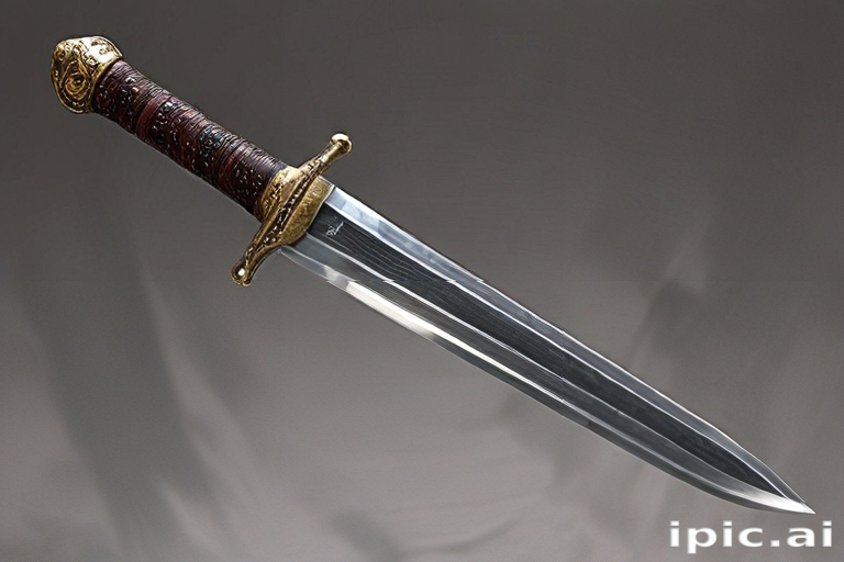 A Magnificent Dagger with Intricate Handle and Gleaming Blade Design