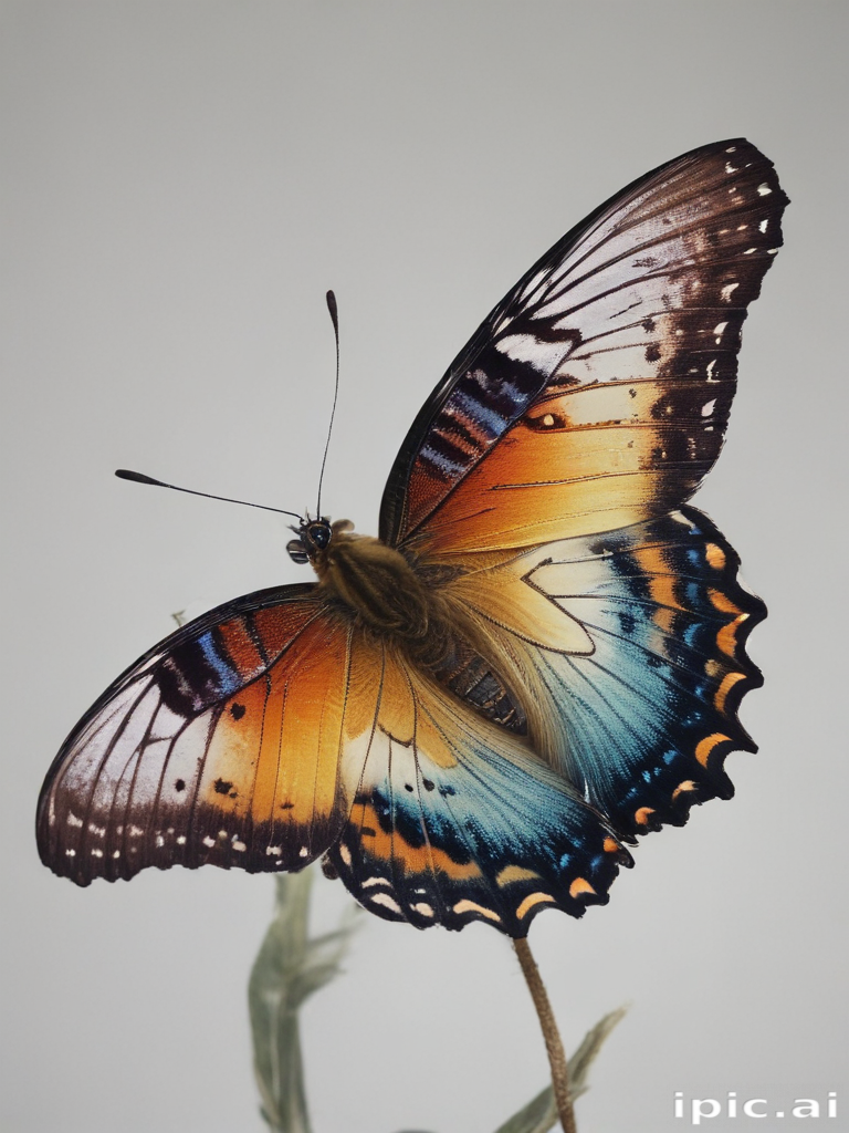Vibrant Butterfly Displaying Stunning Colors Against a Neutral Background