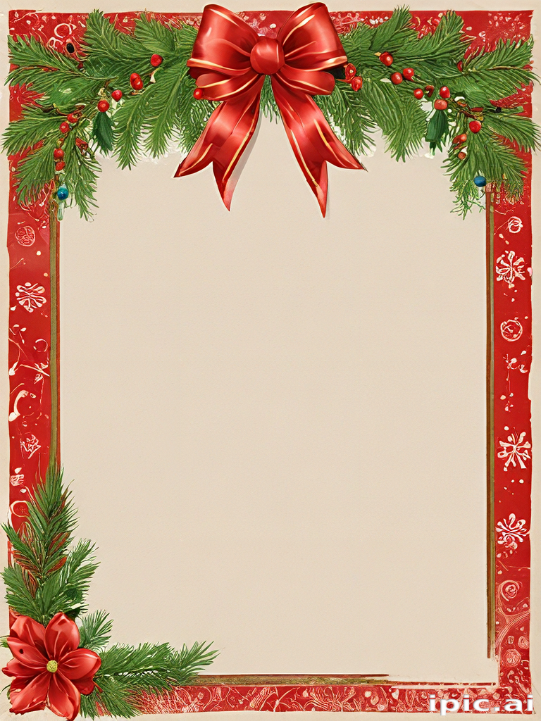 Festive Holiday Letterhead Design Featuring Red Bow and Seasonal ...