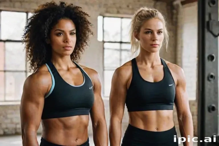 Two Strong Women Showcasing Fitness and Empowerment in Modern Gym Setting