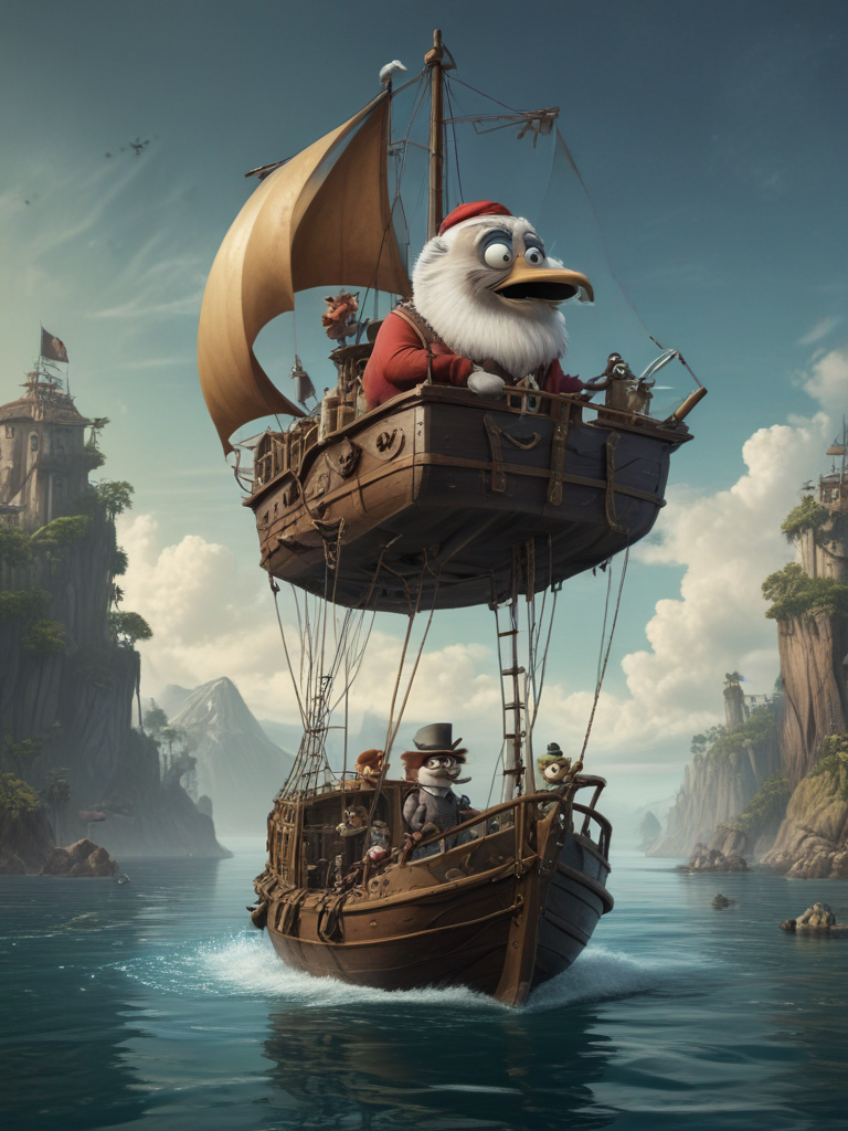 dark fantasy regular show character Mortdecai and Rigby sailing on a ...