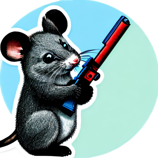mouse, gun, drawing, sticker