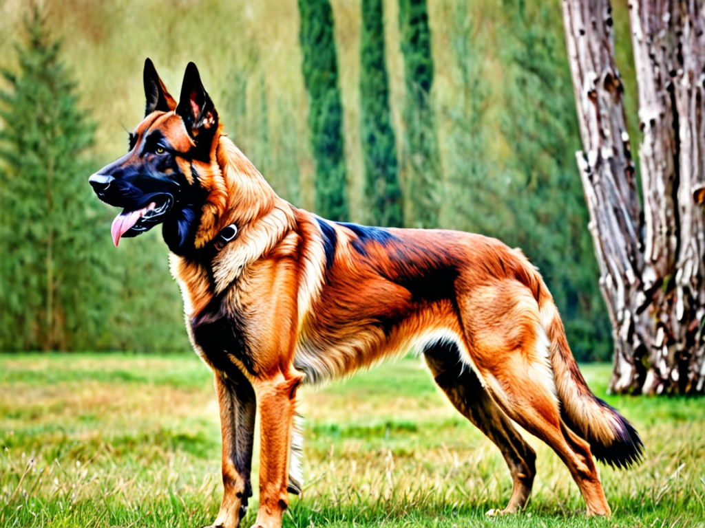 malinois dog, champion, gorgeous, with long hair, detailed, high ...