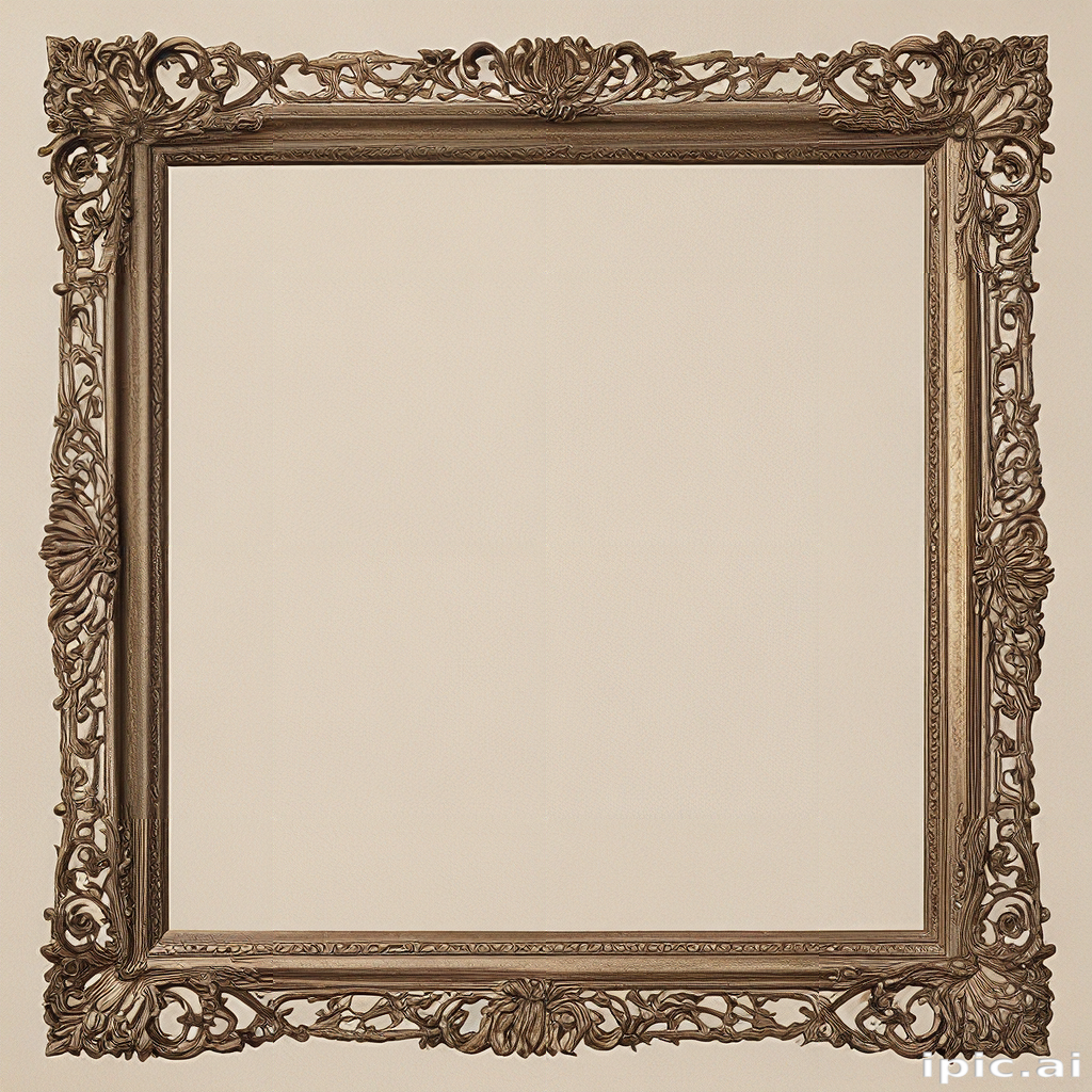 Elegant Vintage Picture Frame with Intricate Floral and Leaf Designs