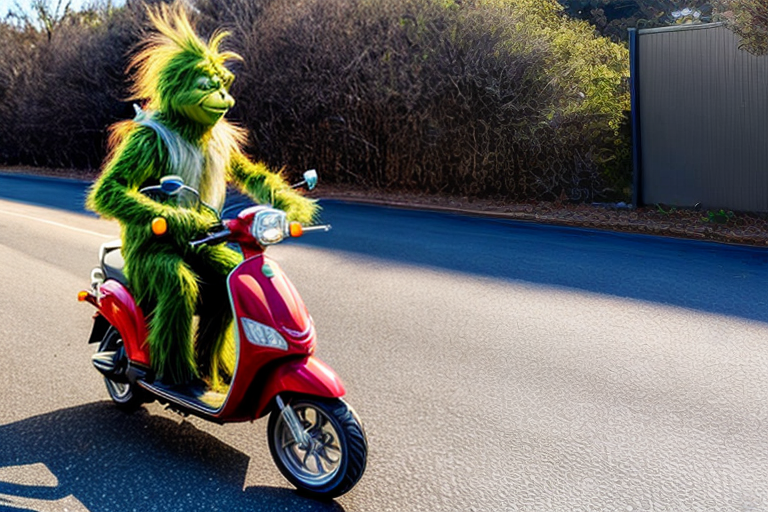 the grinch on a scooter