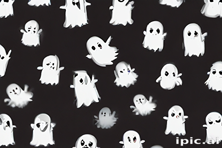 Playful and Whimsical Ghosts Dancing Across a Dark Background Design