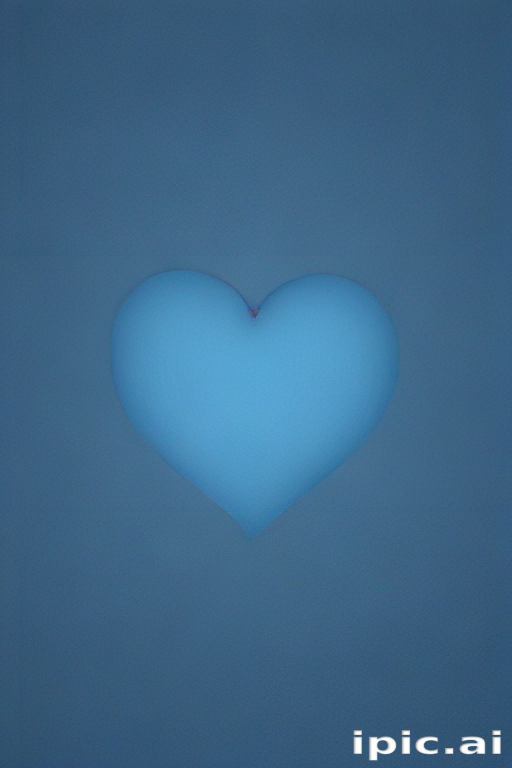 A Soft Blue Heart Floating Against a Calm and Serene Background.